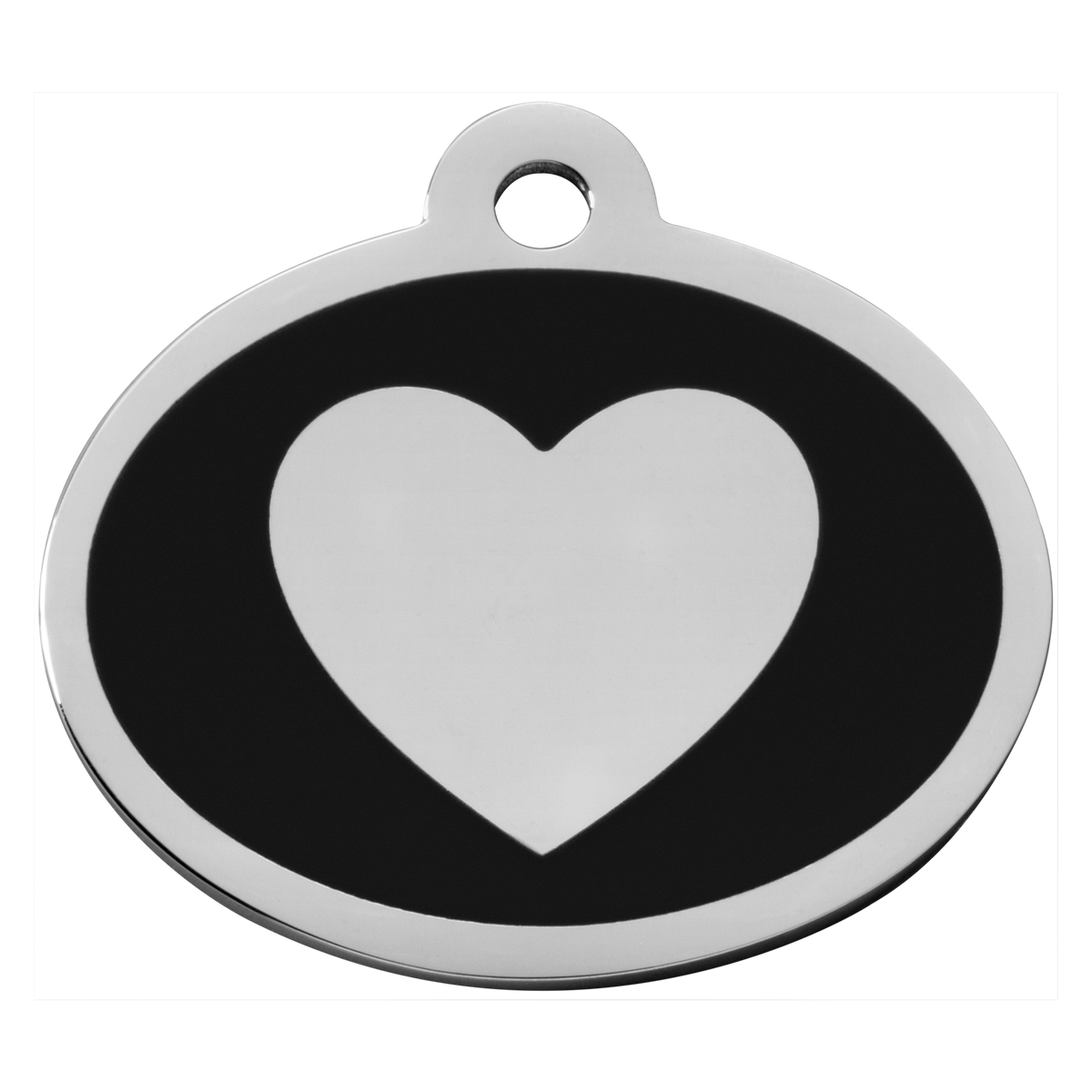 Black Oval Heart Pet Tag | Engraved ID for Dogs & Cats – Pet Tags UK