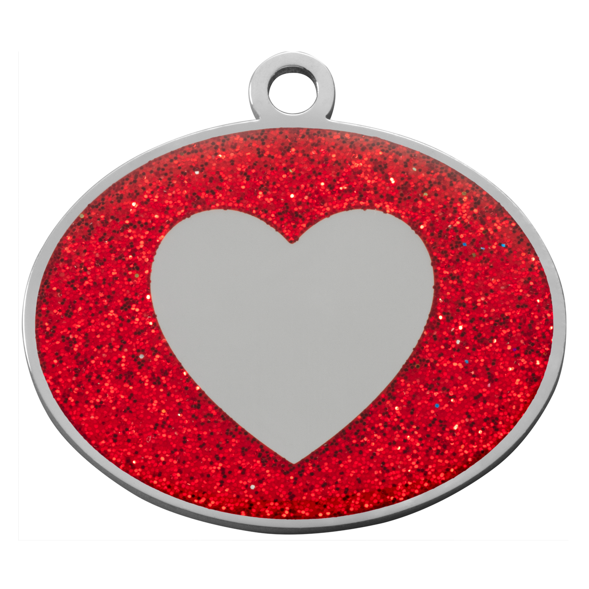 Large Red Glitter Oval Heart Pet Tag - dispatched within 24 hours by ...