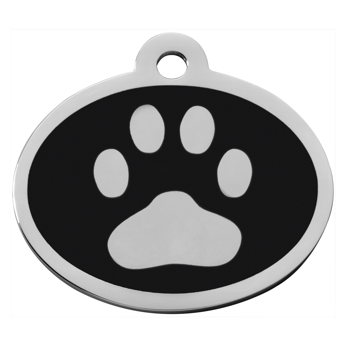 Pet Tag Black - Oval Paw | With Free Engraving – Pet Tags UK