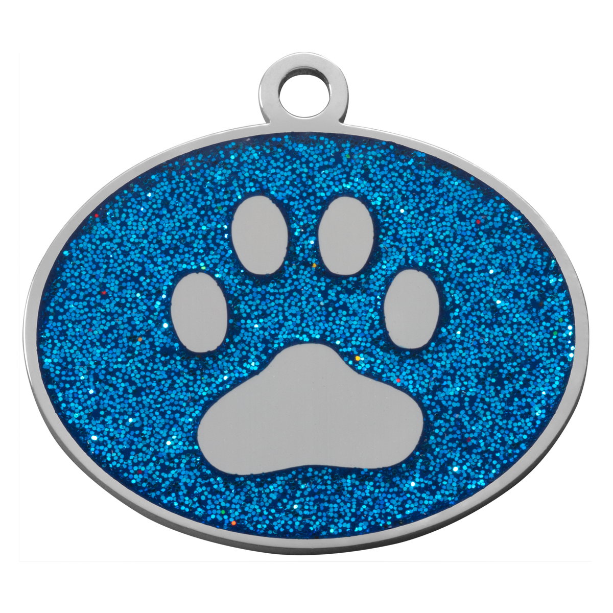 Blue Glitter Oval Paw Pet Tag | Free Engraving – Pet Tags UK