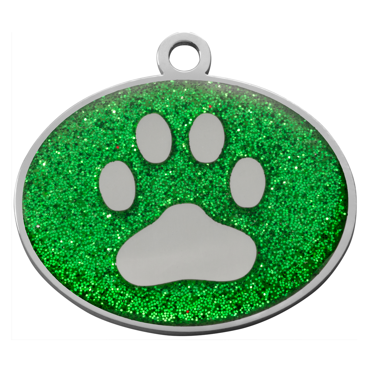 Green Glitter Oval Paw Pet Tag | Free Engraving – Pet Tags UK