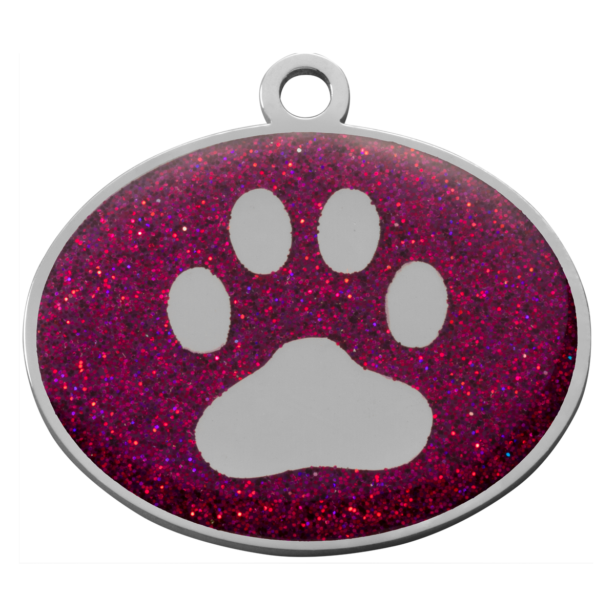 Purple Glitter Oval Paw Pet Tag | Free Engraving – Pet Tags UK