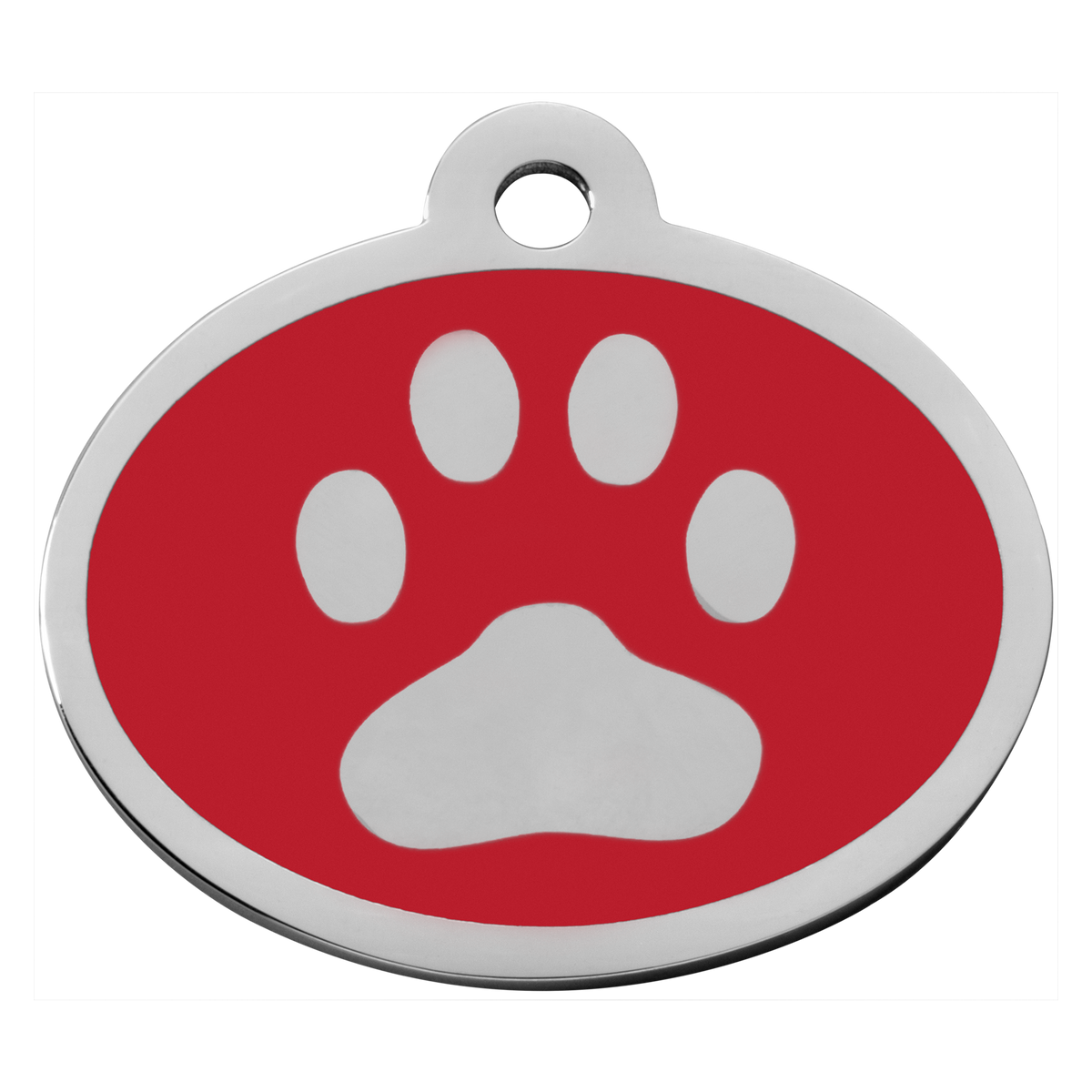 Red Oval Paw Pet Tag | Customise with Free Engraving – Pet Tags UK