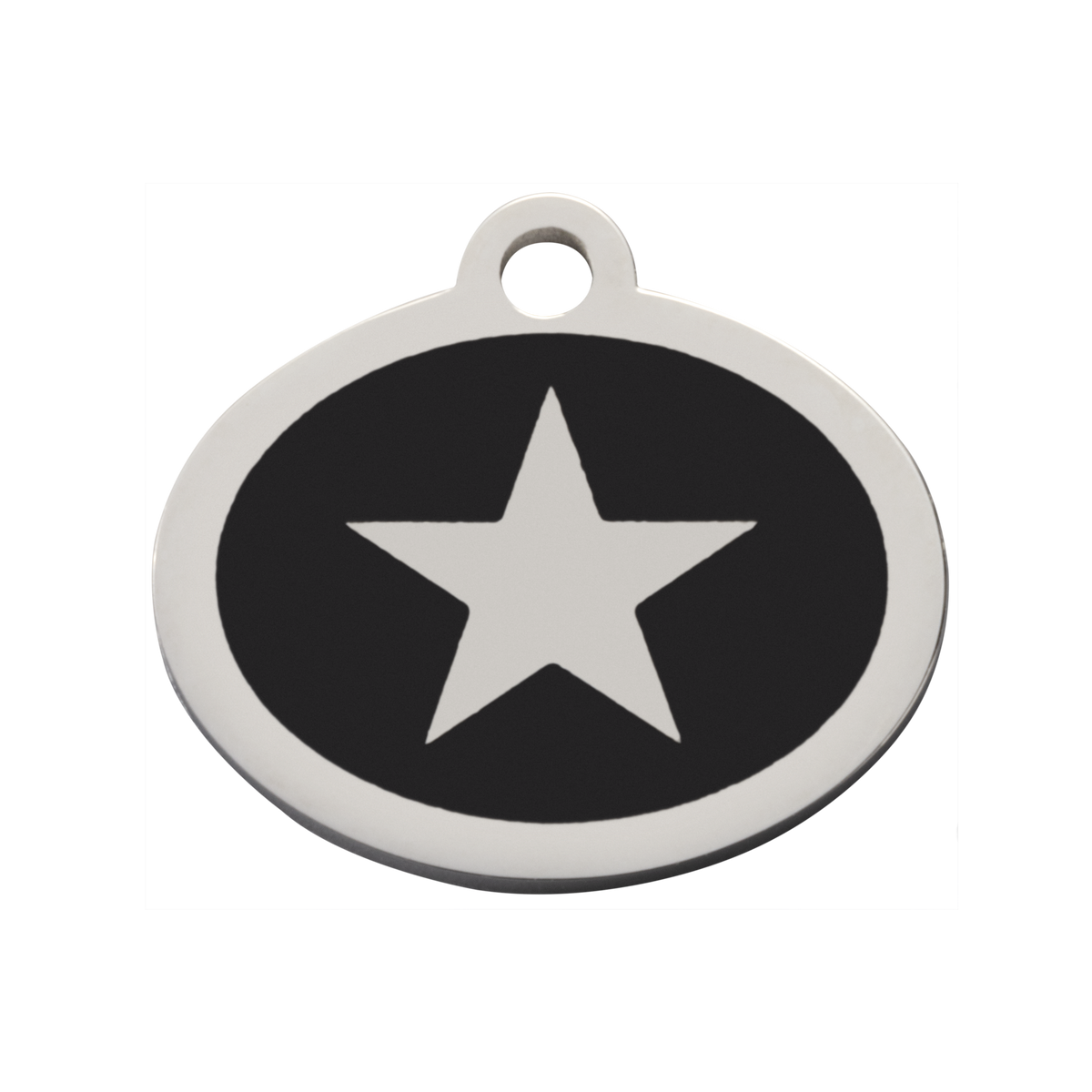 Black Oval Star Pet Tag | Free Engraving and Postage – Pet Tags UK