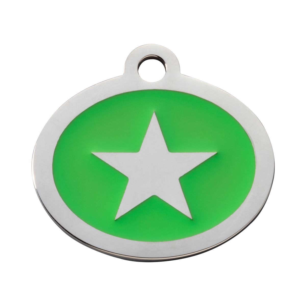 Green Oval Star Pet Tag | Free Engraving and Postage – Pet Tags UK
