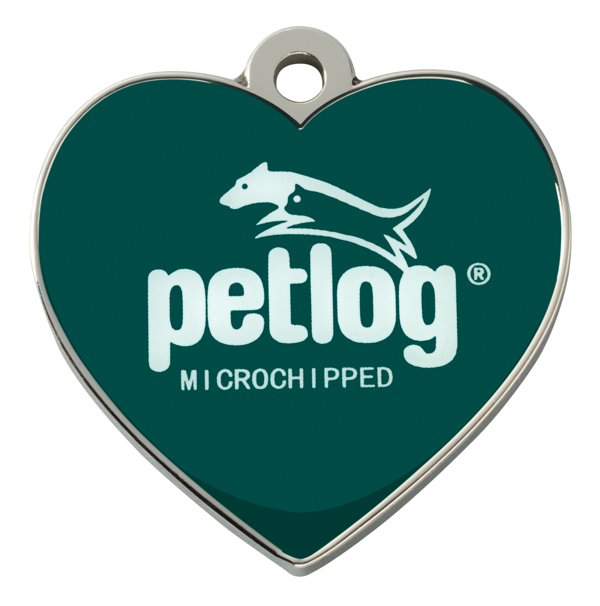 Petlog Large Green Heart ID Tag – Official Merchandise – Pet Tags UK