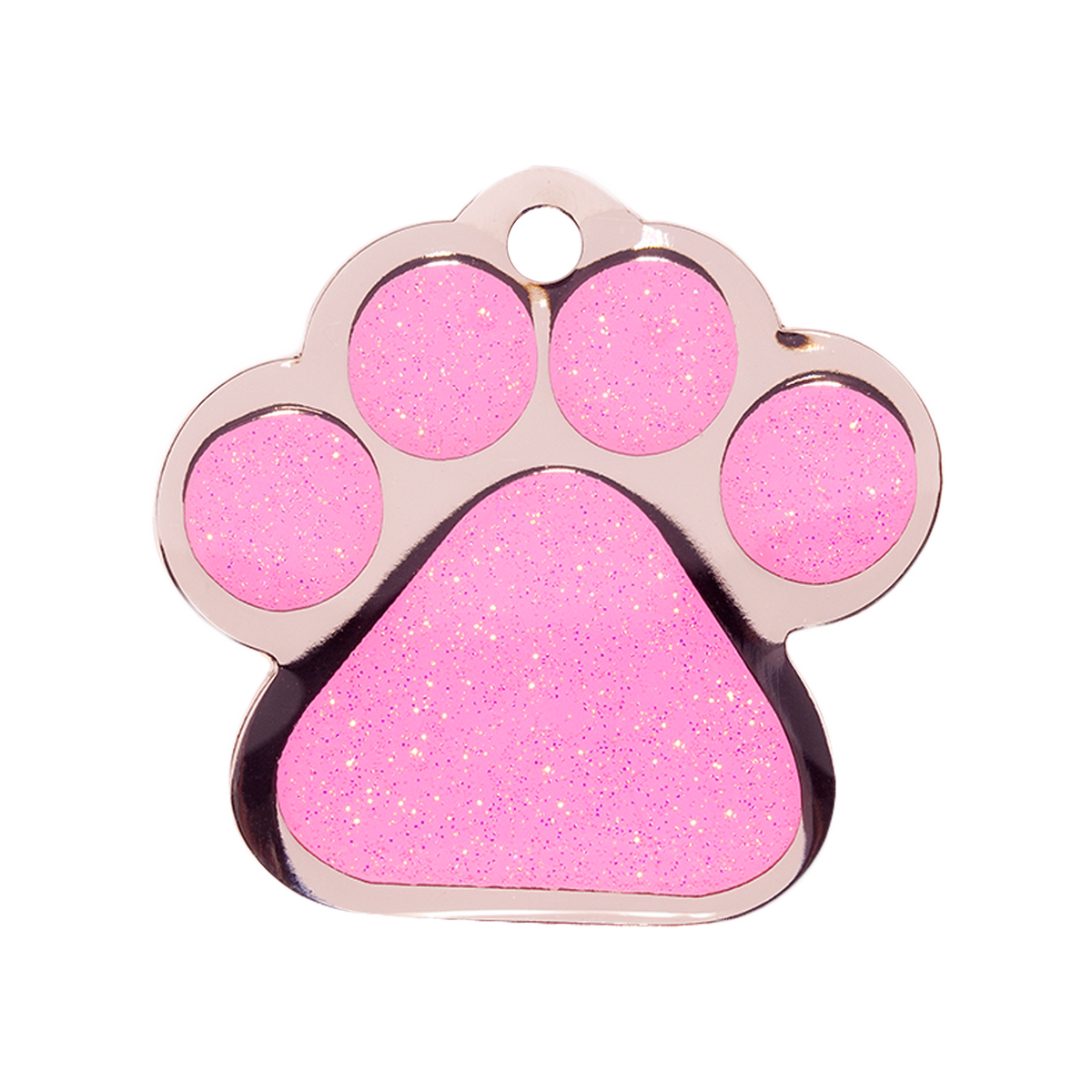 Pink Sparkle Paw Pet Tag | Small Engraved ID Tag – Pet Tags UK